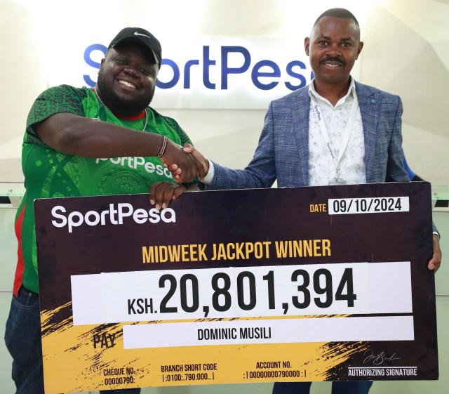 SportPesa unveil 20 Million Midweek Jackpot winner in Pipeline